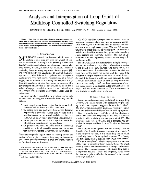(PDF) Analysis and interpretation of loop gains of multiloop-controlled switching regulators ...