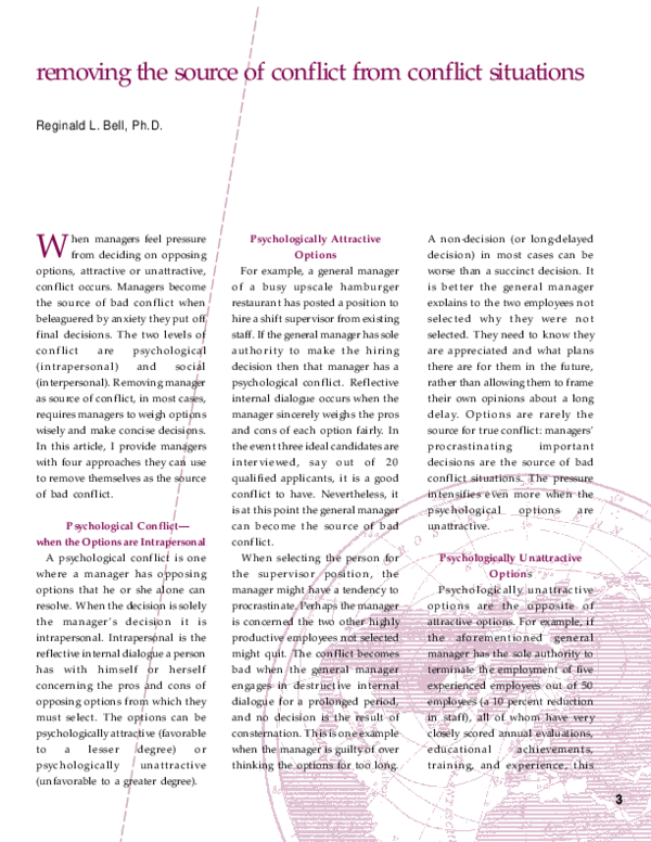 (PDF) Removing the Source of Conflict from Conflict Situations