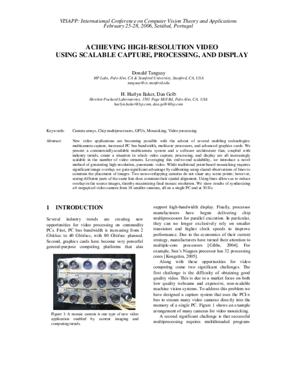 (PDF) Scalable High-Resolution Video Capture and Display
