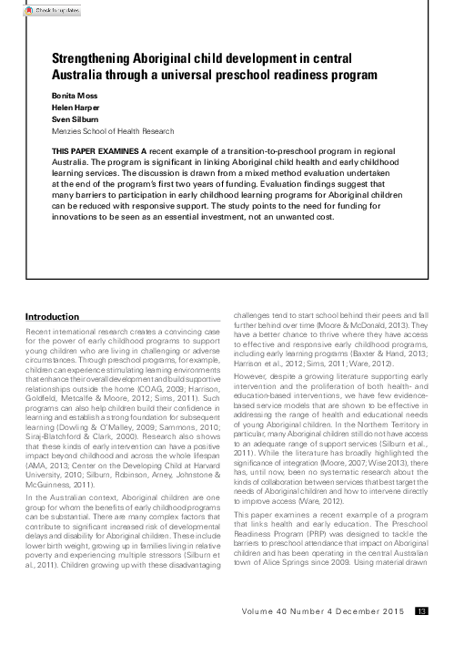 (PDF) Strengthening Aboriginal Child Development in Central Australia ...