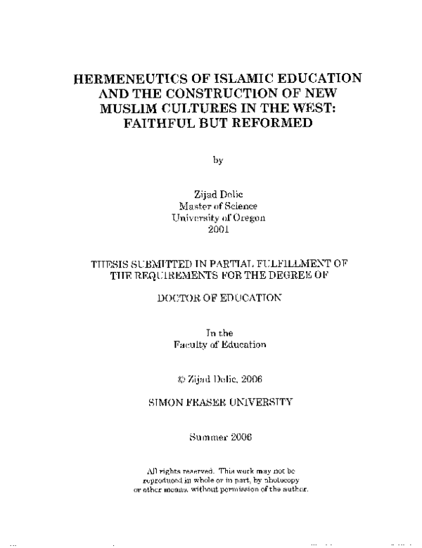 (PDF) Hermeneutics of Islamic education and the construction of new ...
