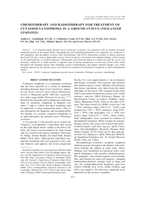(PDF) Chemotherapy and Radiotherapy for Treatment of Cutaneous Lymphoma ...