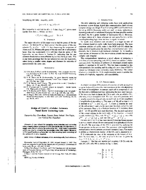 (PDF) Design of CAECC - cellular automata based error correcting code