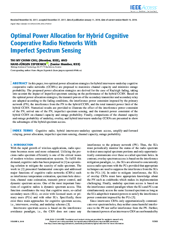 (PDF) Optimal Power Allocation for Hybrid Cognitive Cooperative Radio Networks With Imperfect ...