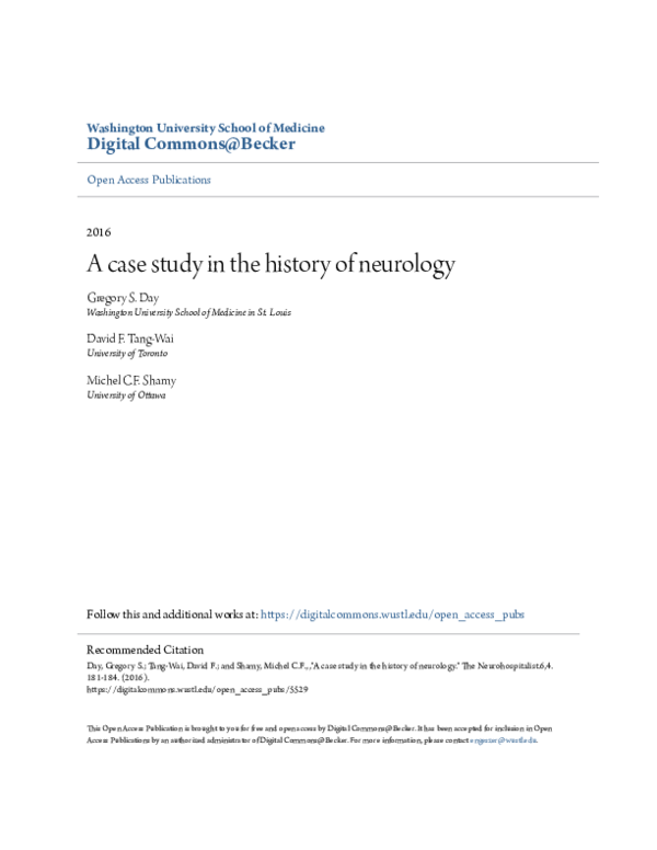 (PDF) A Case Study in the History of Neurology
