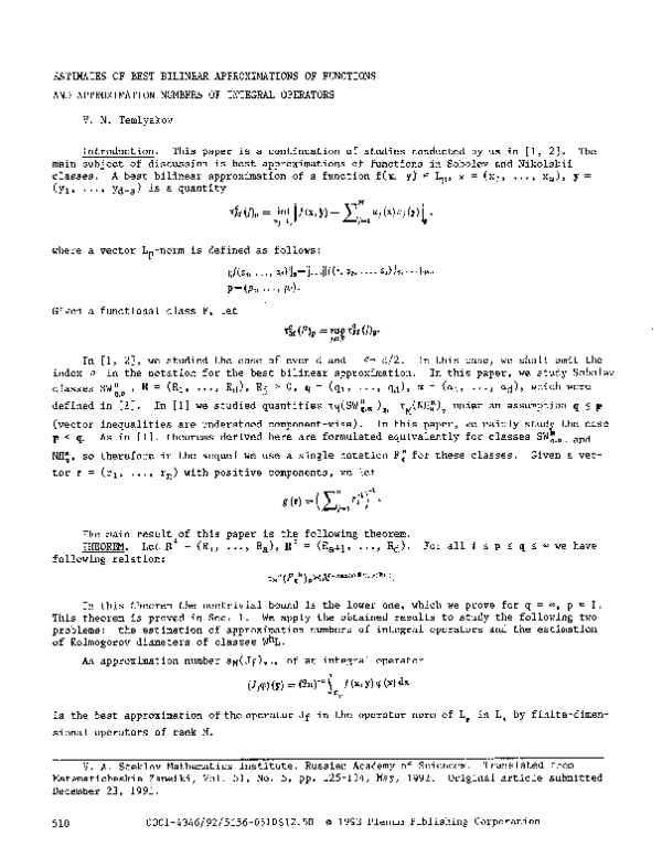 (PDF) Estimates of best bilinear approximations of functions and ...