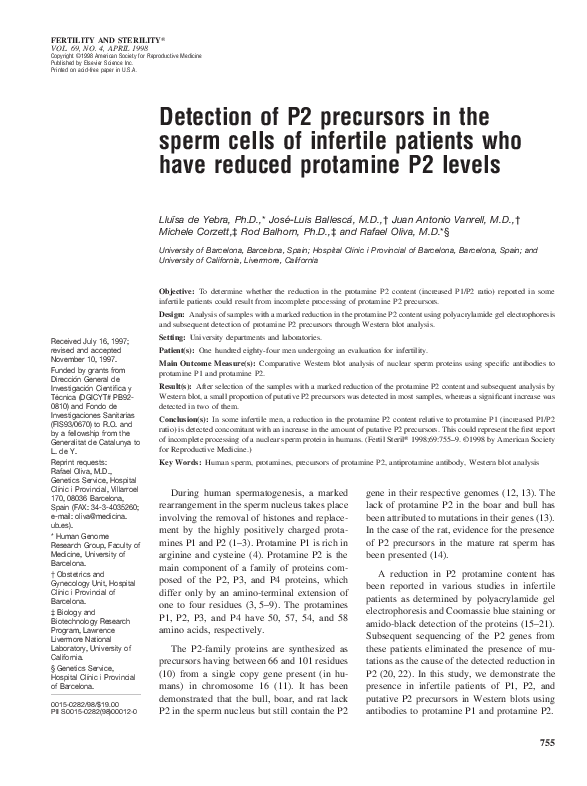 (PDF) Detection of P2 Precursors in the Sperm Cells of Infertile ...