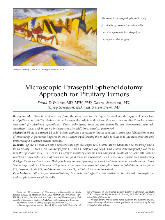 (PDF) Microscopic paraseptal sphenoidotomy approach for pituitary tumors