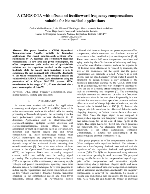 (PDF) A CMOS OTA with offset and feedforward frequency compensations ...