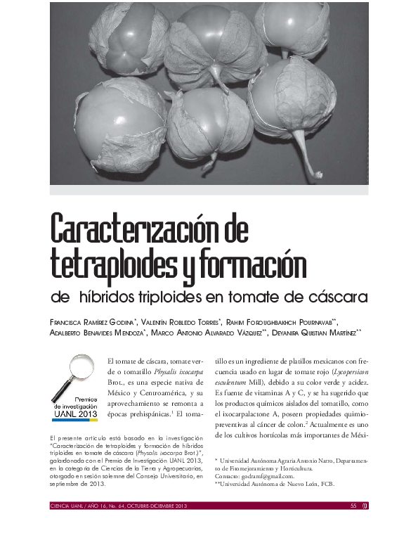 (PDF) Caracterización de tetraploides y Formación de hibridos ...
