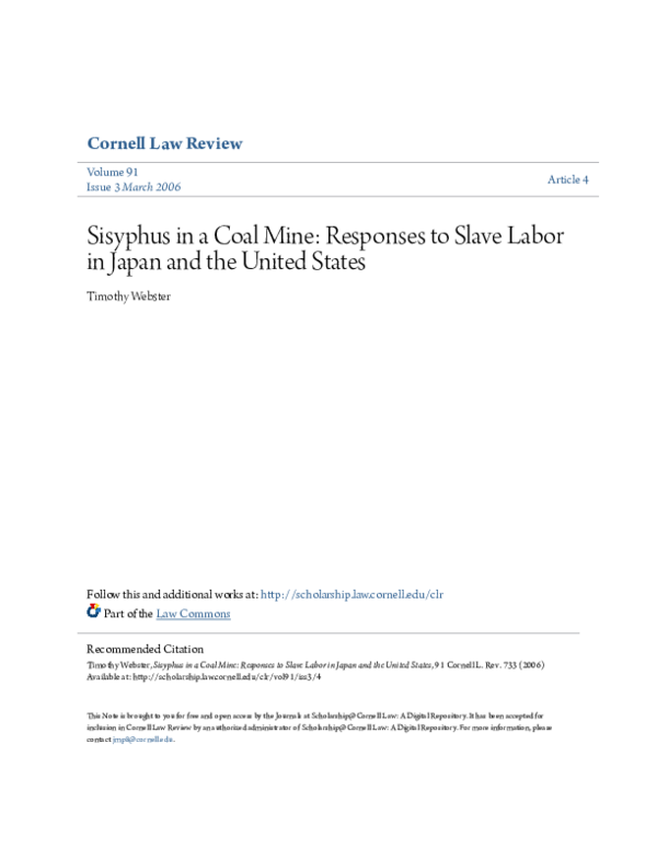 (PDF) Sisyphus in a Coal Mine: Responses to Slave Labor in Japan and ...