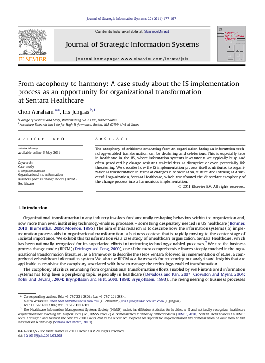 (PDF) From cacophony to harmony: A case study about the IS ...