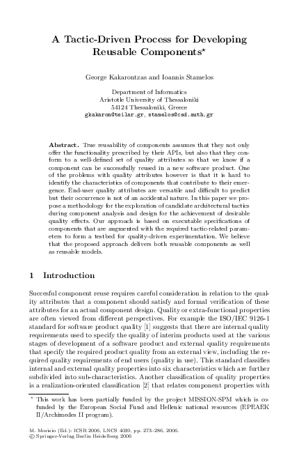 (PDF) A tactic-driven process for developing reusable components