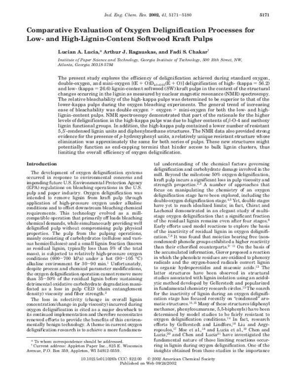 (PDF) Comparative Evaluation of Oxygen Delignification Processes for ...