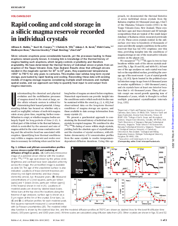 (PDF) Rapid cooling and cold storage in a silicic magma reservoir ...