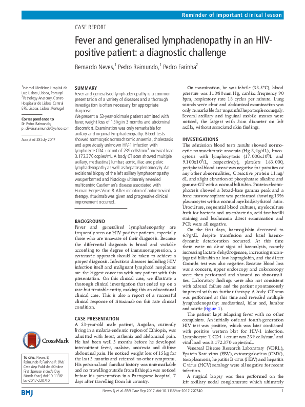 (PDF) Fever and generalised lymphadenopathy in an HIV-positive patient ...