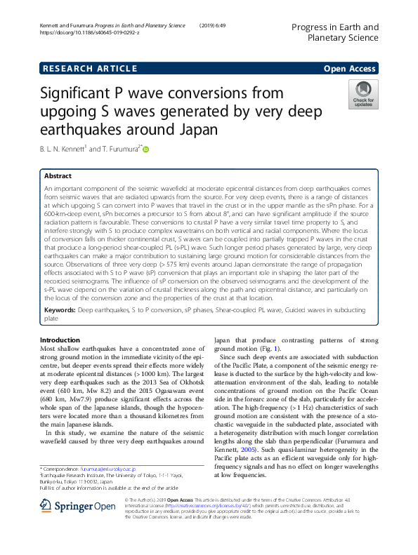 (PDF) Significant P wave conversions from upgoing S waves generated by ...