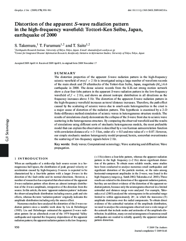 (PDF) Distortion of the apparent S -wave radiation pattern in the high ...