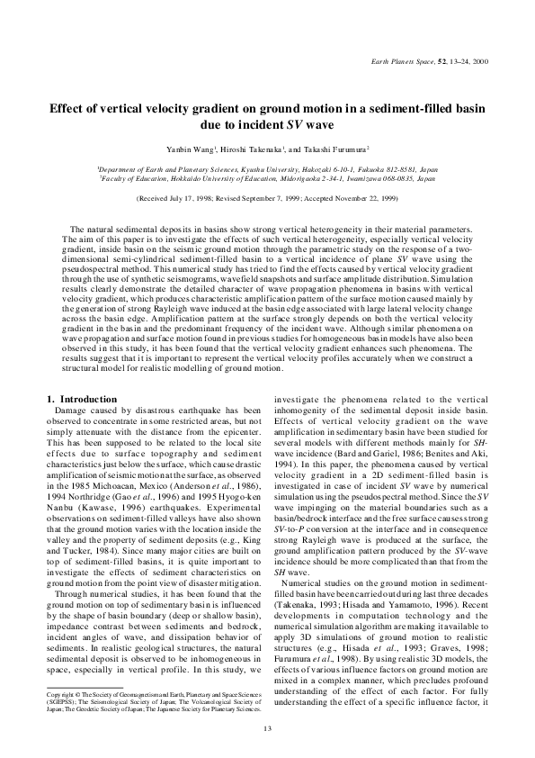 (PDF) Effect of vertical velocity gradient on ground motion in a ...