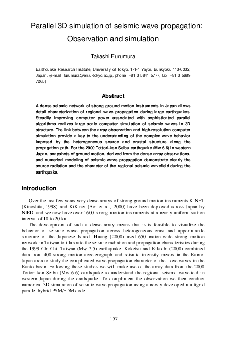 (PDF) Parallel 3-D simulation of seismic wave propagation in heterogeneous anisotropic media: a ...