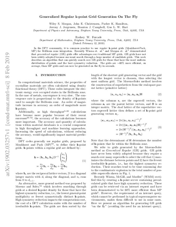 (PDF) Generalized regular k-point grid generation on the fly