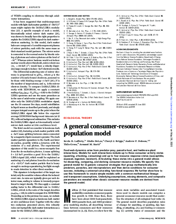 (PDF) ECOLOGICAL THEORY. A general consumer-resource population model