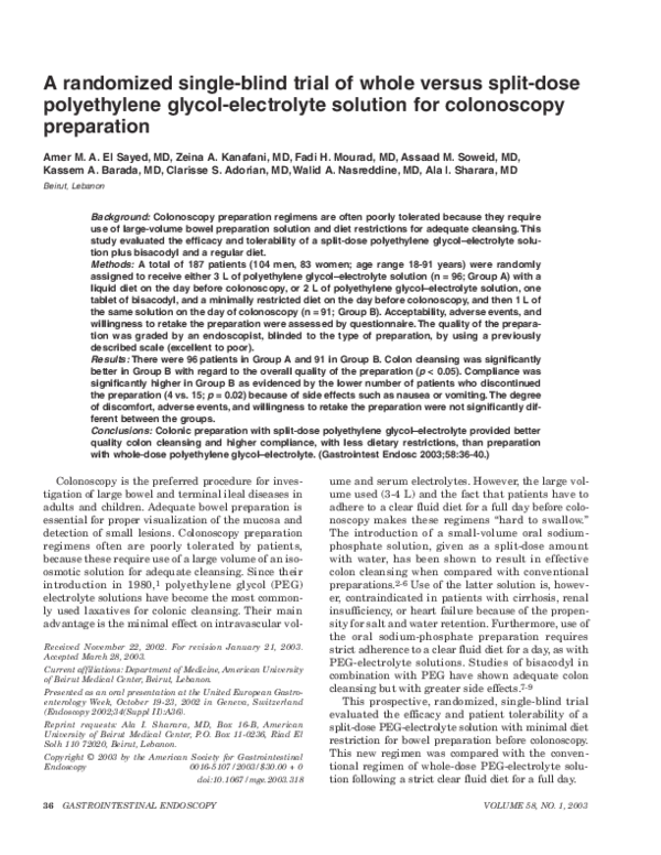 (PDF) A randomized single-blind trial of whole versus split-dose ...