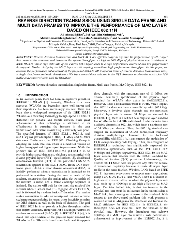 (PDF) Reverse Direction Transmission Using Single Data Frame and Multi Data Frames to Improve ...