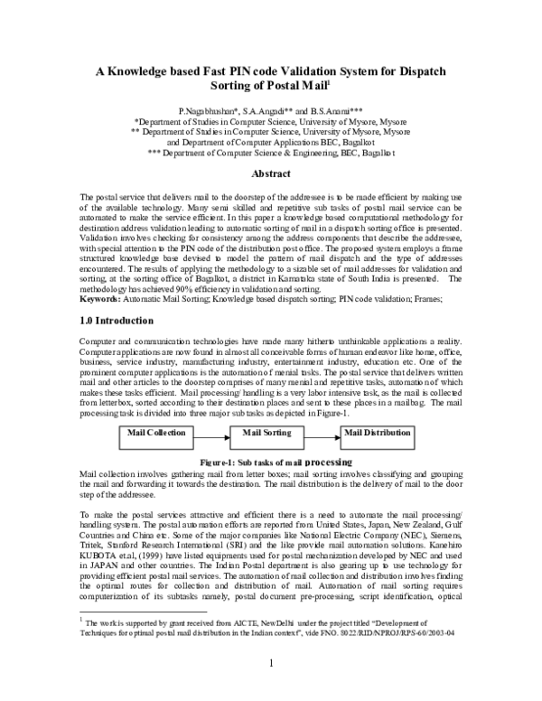 (PDF) A Knowledge based Fast PIN code Validation System for Dispatch ...