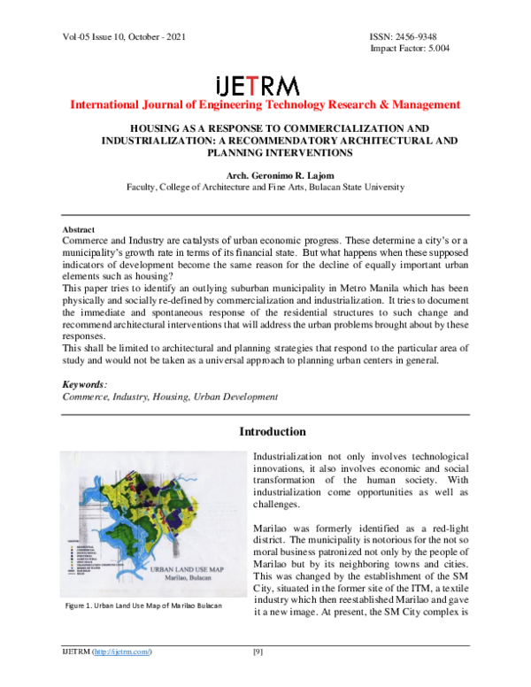 (PDF) HOUSING AS A RESPONSE TO COMMERCIALIZATION AND INDUSTRIALIZATION ...
