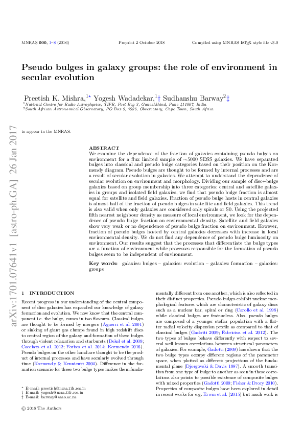 (PDF) Pseudo bulges in galaxy groups: the role of environment in ...