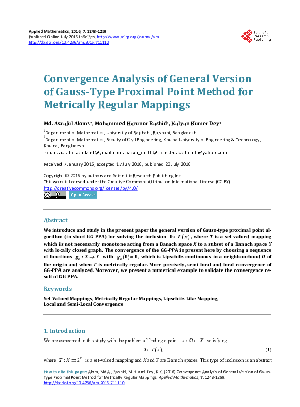 Pdf Convergence Analysis Of General Version Of Gauss Type Proximal Point Method For Metrically 