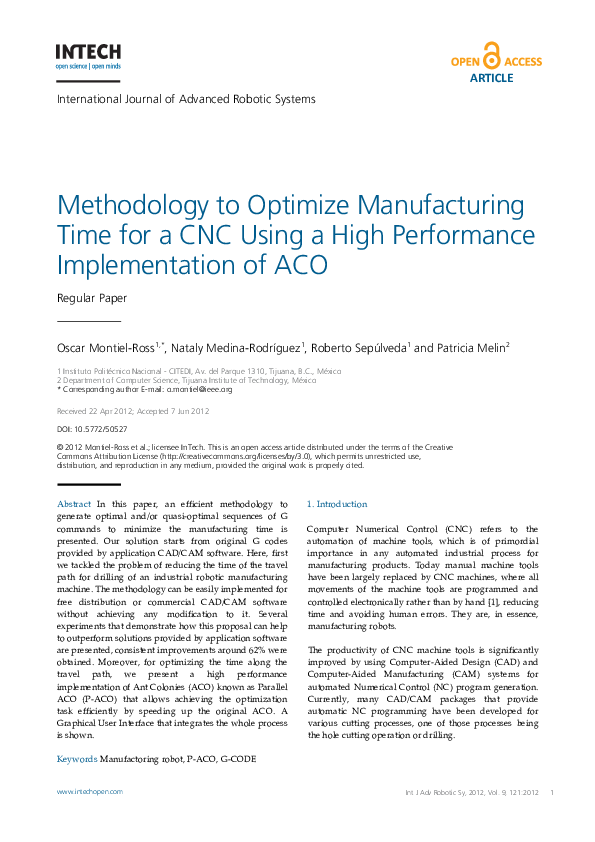 (PDF) Methodology to Optimize Manufacturing Time for a CNC Using a High ...
