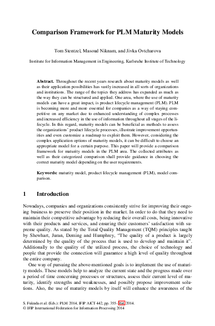 (PDF) Comparison Framework for PLM Maturity Models
