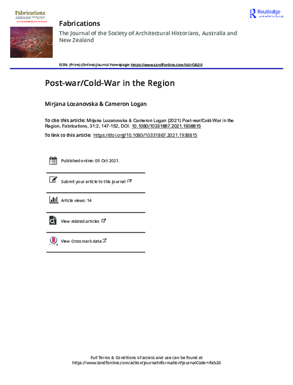 (PDF) Post-war/Cold-War in the Region