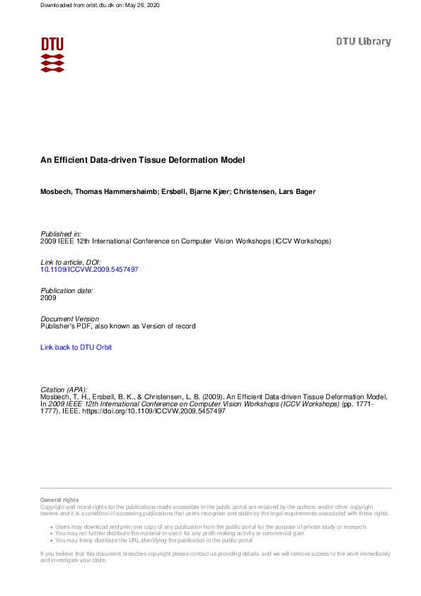 (PDF) An efficient data-driven tissue deformation model