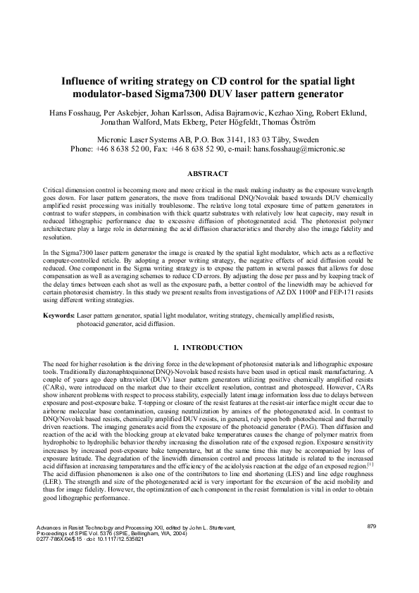 (PDF) Influence of writing strategy on CD control for the spatial-light ...