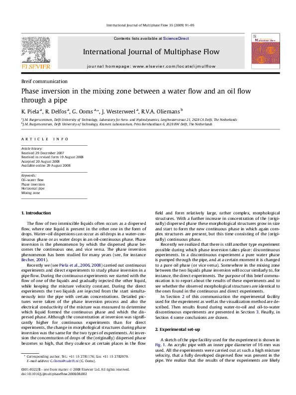 (PDF) Phase inversion in the mixing zone between a water flow and an ...