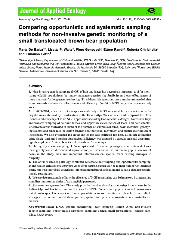 (PDF) Comparing opportunistic and systematic sampling methods for non ...