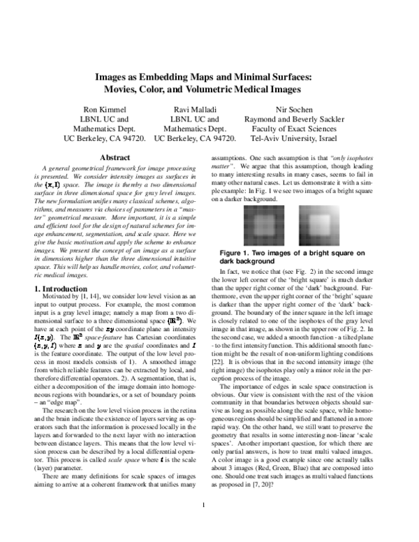 (PDF) Images as embedded maps and minimal surfaces: movies, color ...