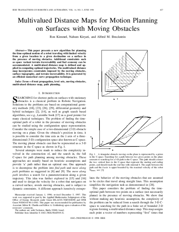 (PDF) Multivalued distance maps for motion planning on surfaces with ...