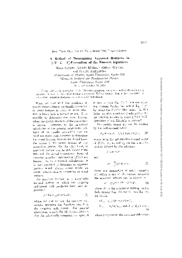 (PDF) A Method of Determining Apparent Horizons in [(2+1)+1]-Formalism ...