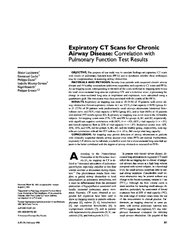 Pdf Expiratory Ct Scans For Chronic Airway Disease Correlation With Pulmonary Function Test