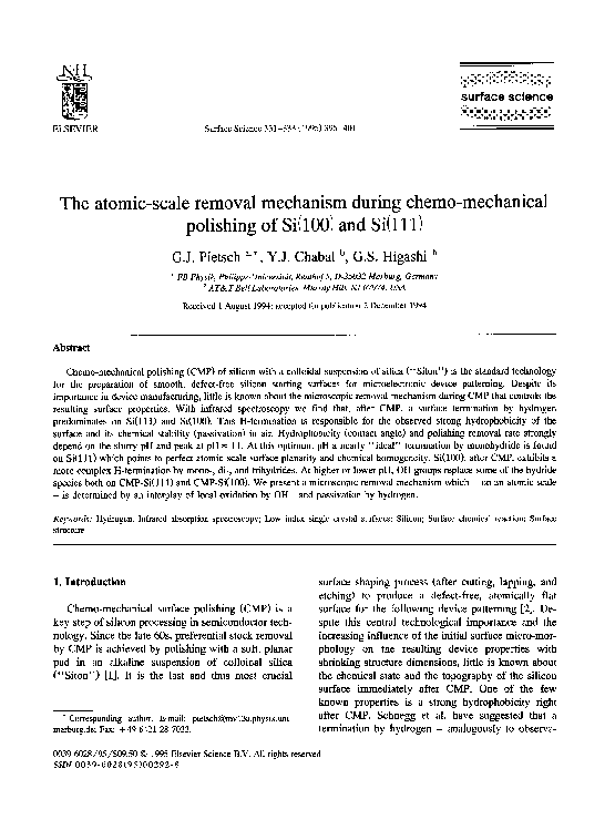 (PDF) The atomic-scale removal mechanism during chemo-mechanical ...