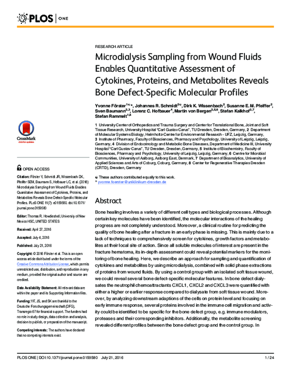 (PDF) Microdialysis Sampling from Wound Fluids Enables Quantitative ...