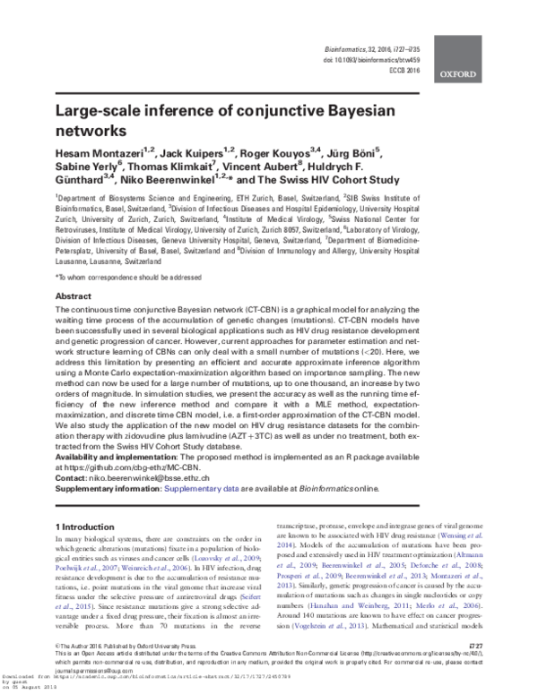 Pdf Large Scale Inference Of Conjunctive Bayesian Networks