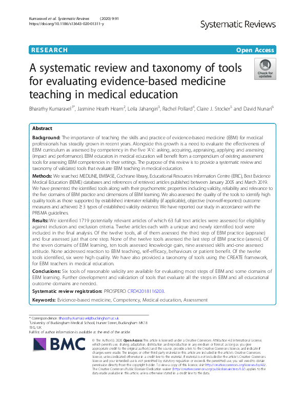 (PDF) A systematic review and taxonomy of tools for evaluating evidence ...