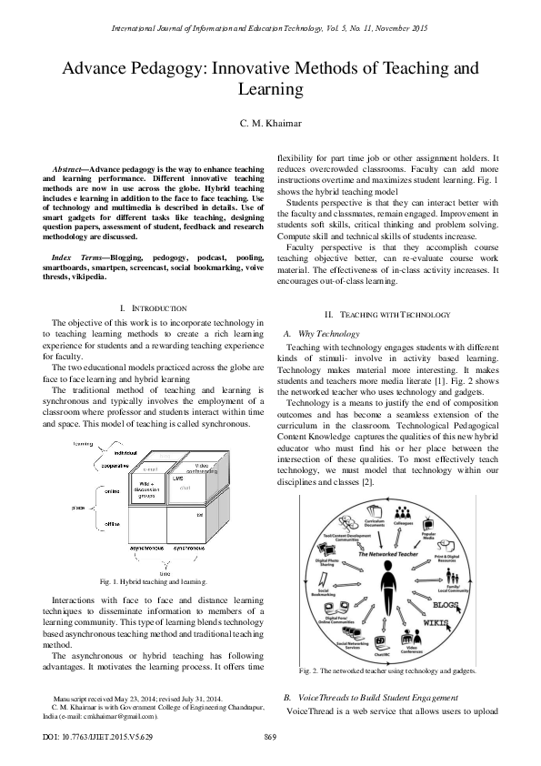 (PDF) Advance Pedagogy: Innovative Methods of Teaching and Learning