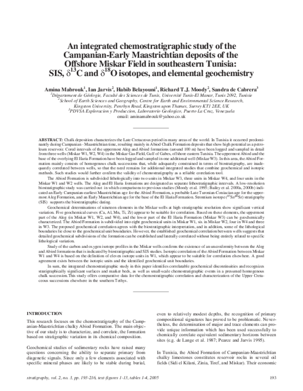 (PDF) An integrated chemostratigraphic study of the Campanian-Early ...