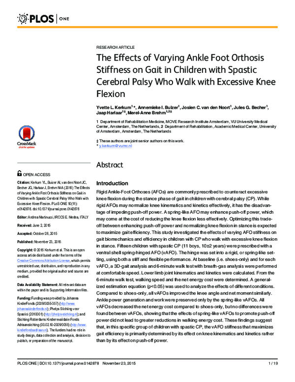 (PDF) The Effects of Varying Ankle Foot Orthosis Stiffness on Gait in ...